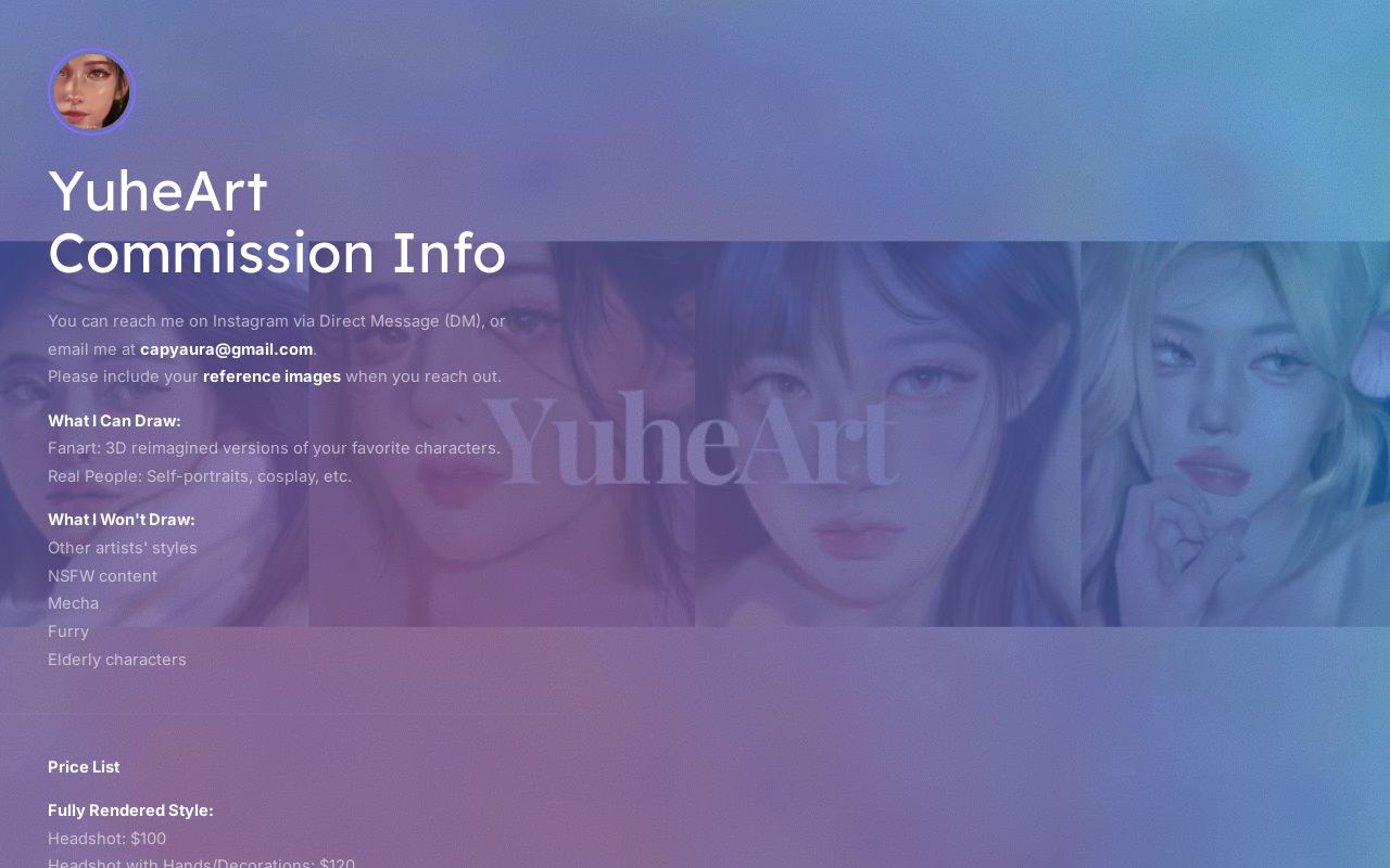 YuheArt Commission Info